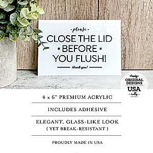 4x6 Inch Close the Lid Before You Flush Designer Sign ~ Ready to Stick, Lean or Frame