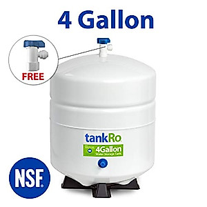 tankRo RO132-TNK RO Water Filtration System Expansion Tank 4 Gallon Capacity – NSF Certified – Compact Reverse Osmosis Water Storage Pressure Tank 1/4" Tank Ball Valve