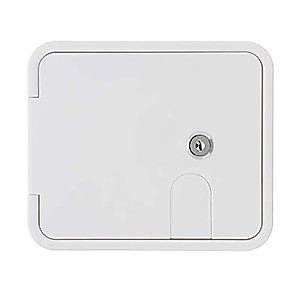 Dumble Low Profile Electric Cable Hatch RV Electric Cord – White RV Camper Electric Cord Cover 7.5in x 6.5in Square
