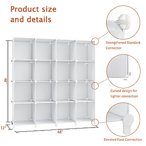GIMTRR Closet Organizers and Storage, 16-Cube Closet Organizer, Cubes Storage Organizers, Closet Storage Cabinet Shelf, Bookcase Bookshelf for Bedroom, Office, White