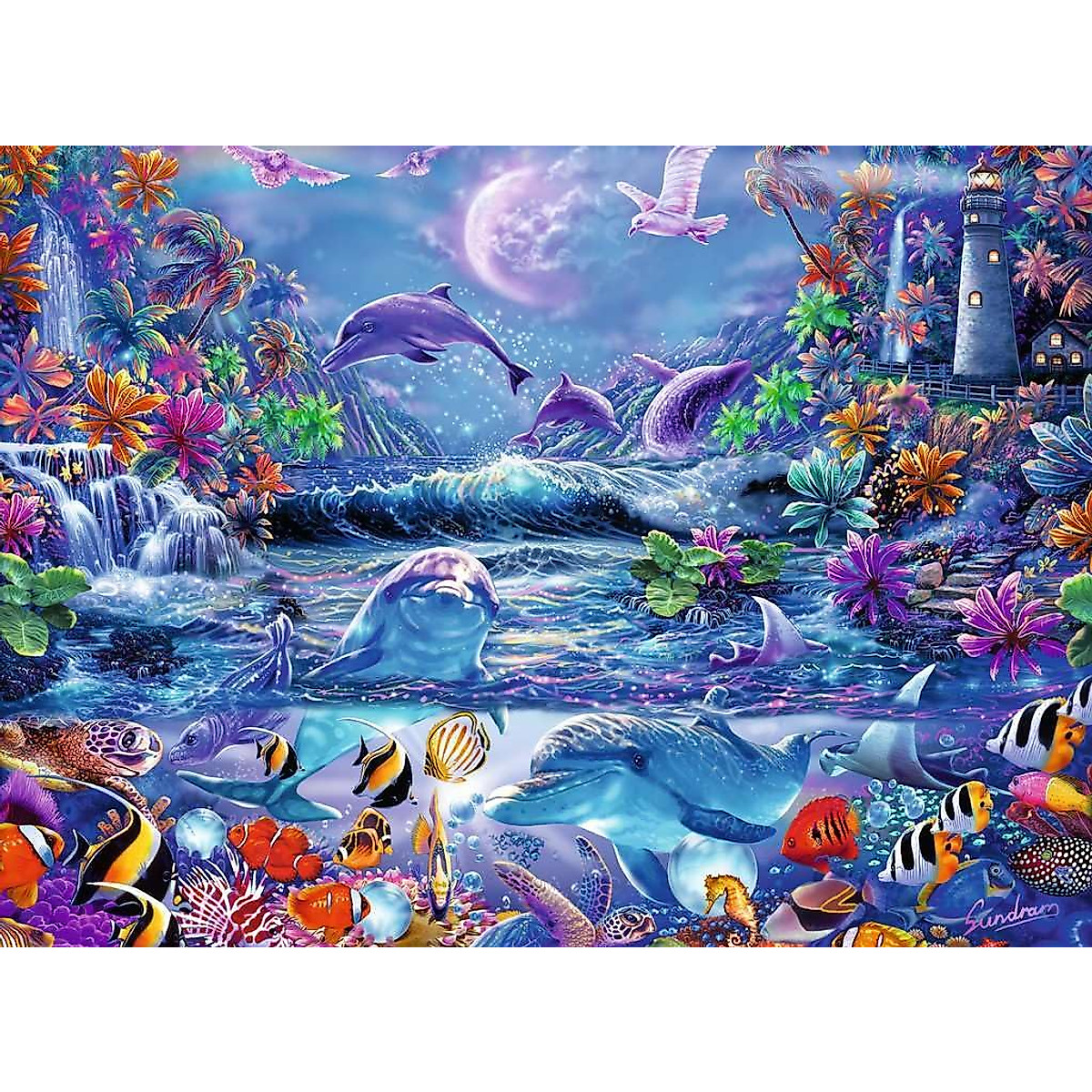 Ravensburger 15047 Moonlit Magic 500 Piece Glow in The Dark Puzzle for Adults - Every Piece is Unique, Softclick Technology Means Pieces Fit Together Perfectly