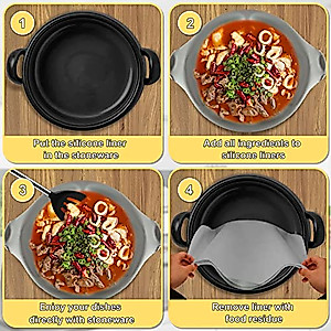 Sdpeia 3 Pack Slow Cooker Liners, Reusable Silicone Crock Pot Liners Fit 7-8 Quarts Crockpot, BPA Free/Leakproof/Slow Cooker Accessories Cooking Liner with Free Cleaning Sponge