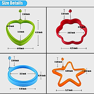 Silicone Egg Ring,Non Stick Egg Cooking Rings,Egg Mcmuffins Mold,Perfect Fried Egg Mold for Frying Eggs,Pancake and Omelet (Multicolor-Ring)