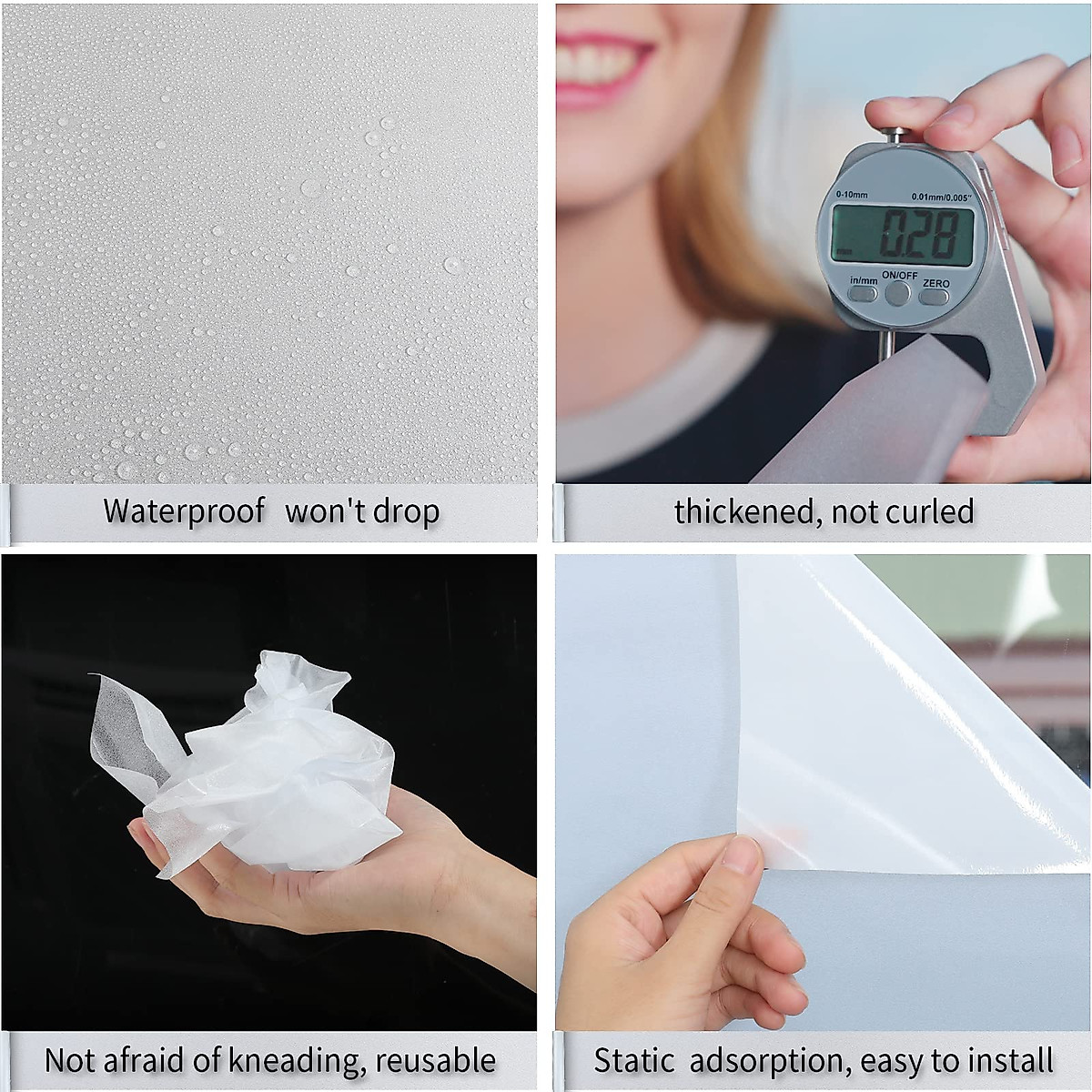 Frosted Glass Window Film with Tools,Reusable Window Privacy Film,Static Clings Window Film Kit for Home Bathroom and Office. (Pure, 17.5Inch×78.7Inch)