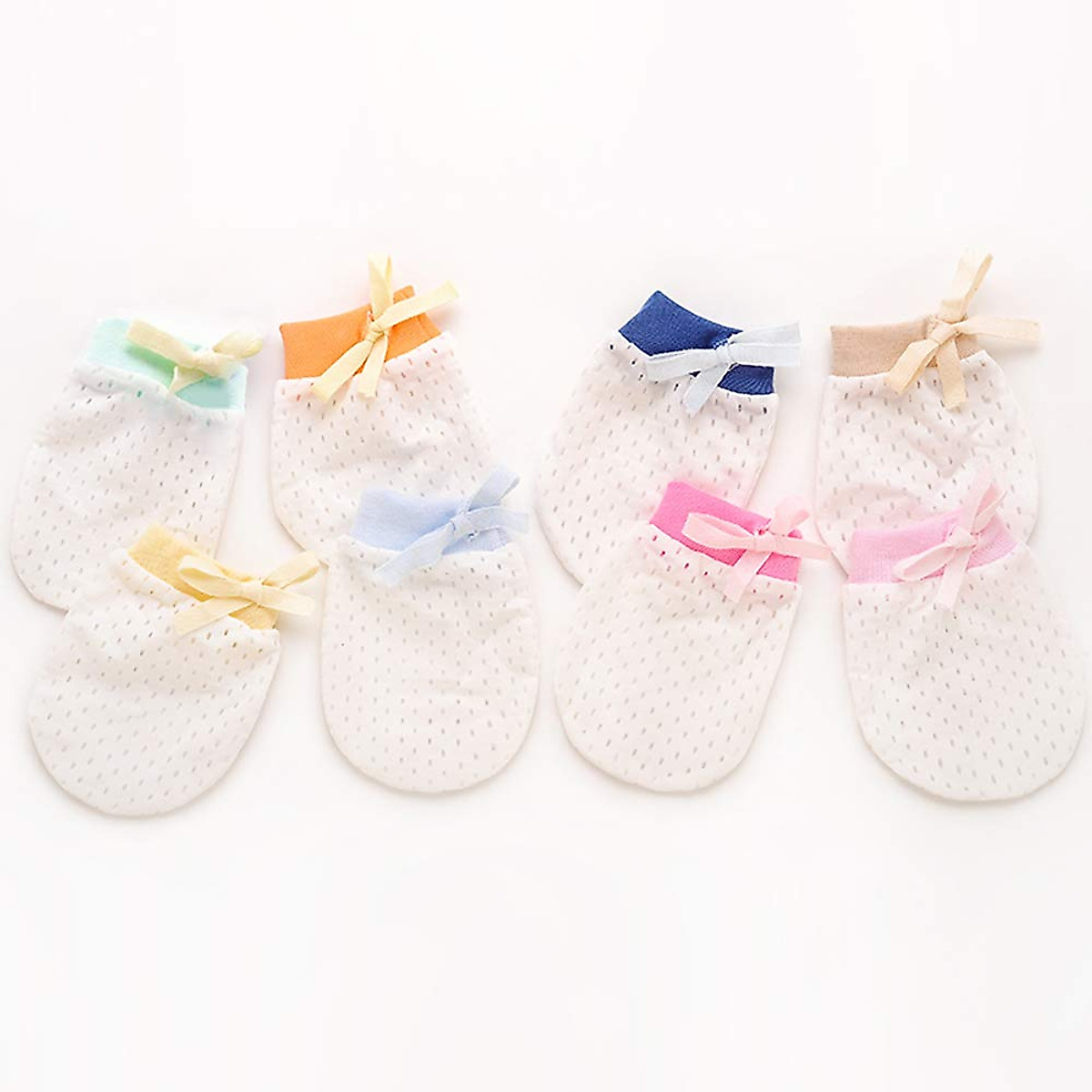 Aijian Pack of 16 Baby Mesh Gloves Cotton No Scratch Mittens for Unisex (8Colors/0-12Months)