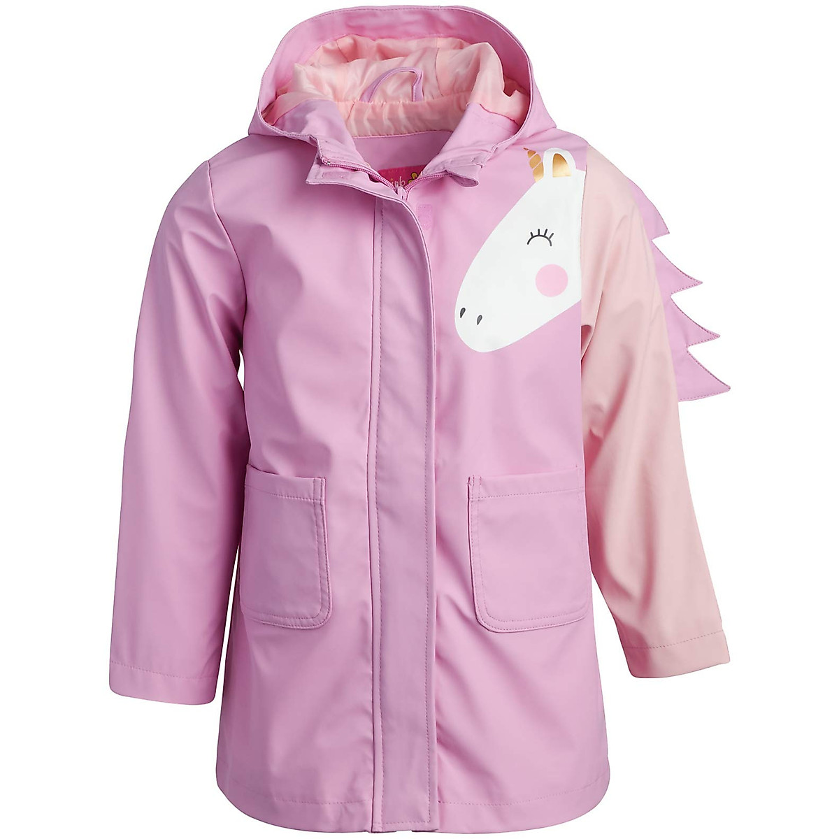 Pink Platinum Girls' Rain Jacket - Lightweight Waterproof Unicorn Windbreaker Slicker Shell Raincoat (Toddler/Little Girl), Size 2T, Violet