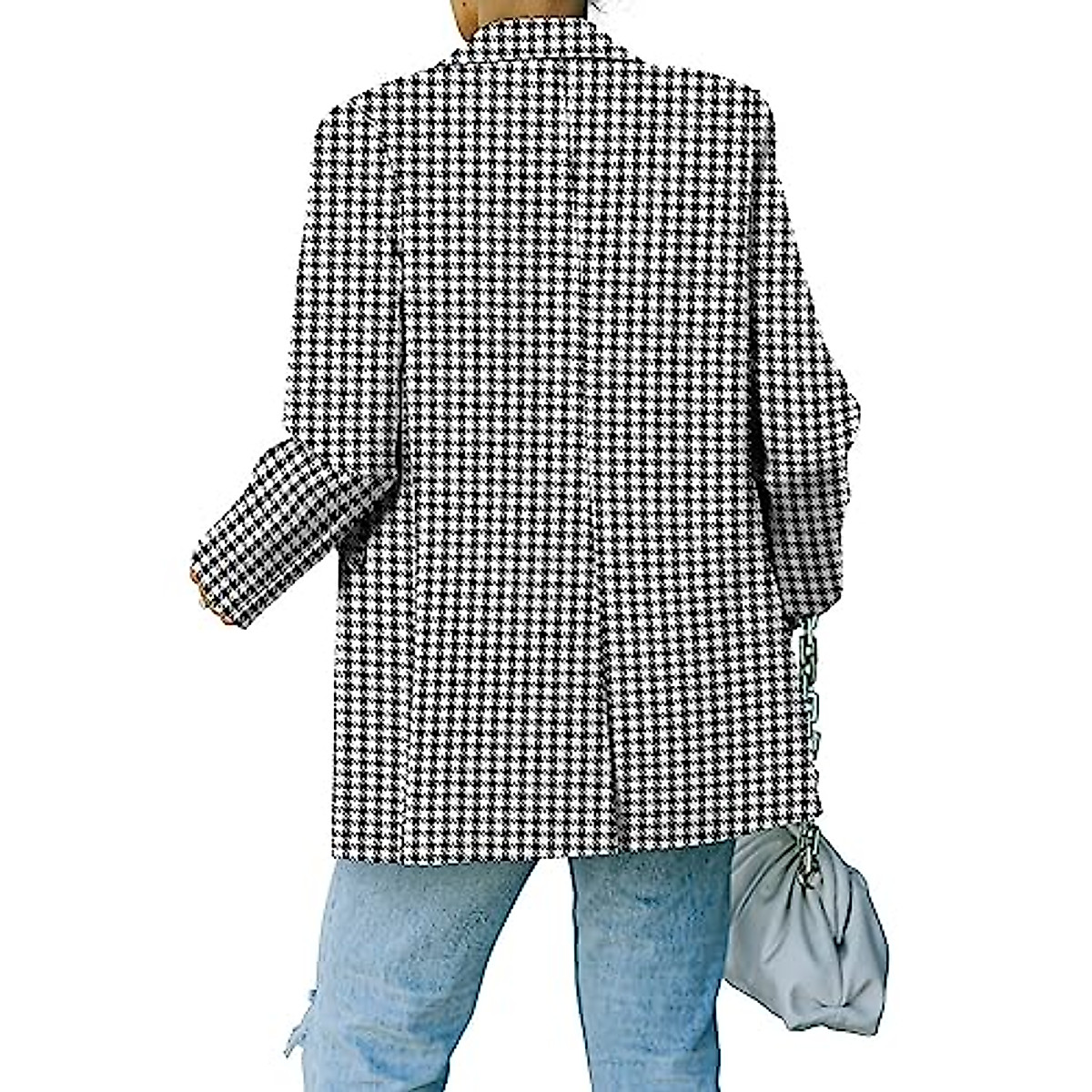 CRAZY GRID Women Casual Business Blazer Professional Work Blazer Jacket Ladies Stretch Long Sleeve Fashion Suit Jacket Plus Size XL Houndstooth