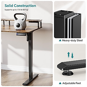 Mr IRONSTONE Electric Standing Desk with Monitor Shelf, 47" x 27" Height Adjustable Desk with 3 AC Outlets & 2 USB Ports, Sit Stand Up Desk Home Office Computer Desk (Rustic Brown)