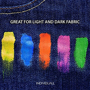 individuall Premium Fabric & Textile Paints Professional Grade Clothing Paint Set Art and Hobby Paints Craft Paint Set with 8 x 20 ml / 0.7 fl oz Vivid Colors For Beginners, Students, & Artists