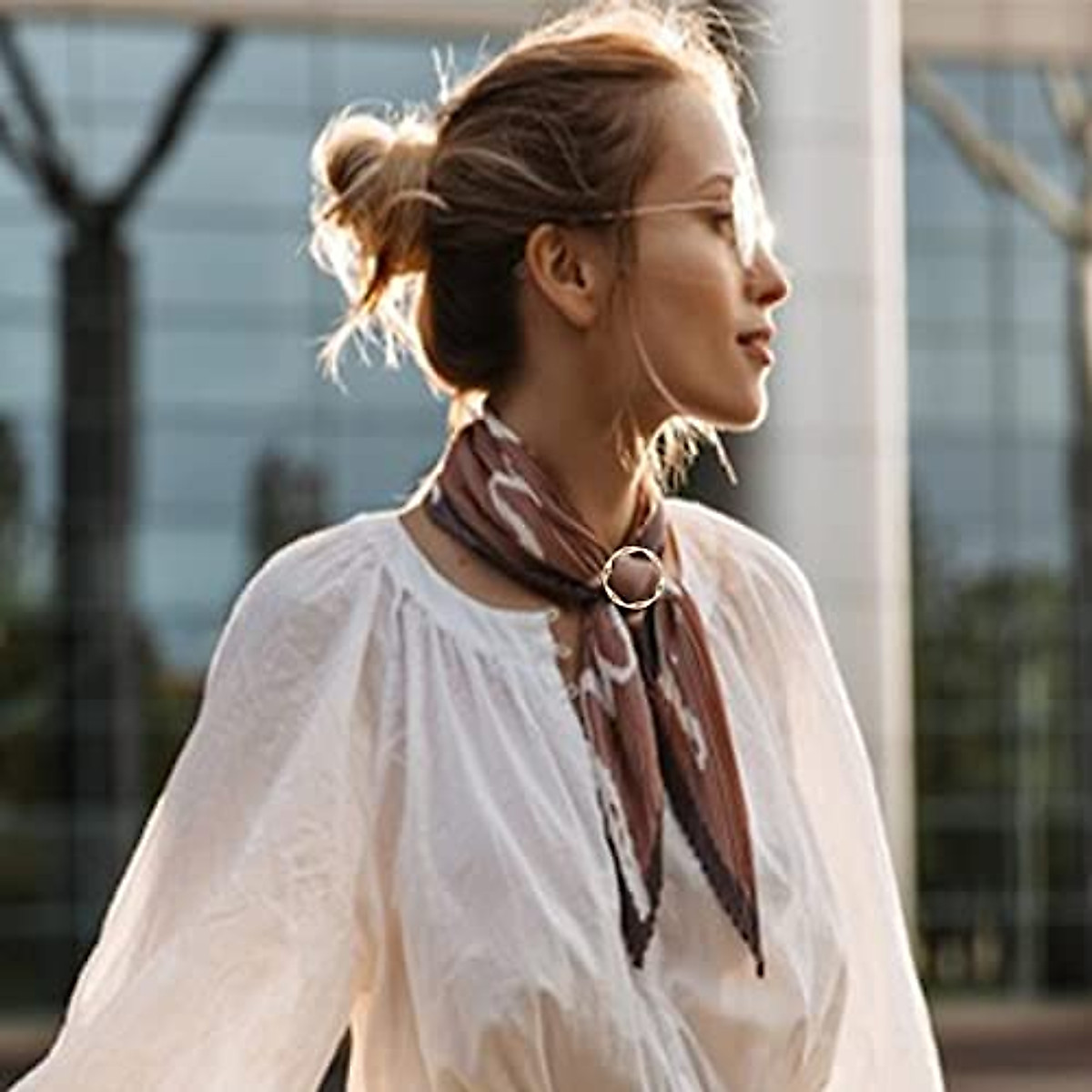 DHATMYC 6 PCS Scarf Ring Clips Waist Buckle Clip T-Shirt Tie Pin Clip for Women Fashion Metal Circle Buckle for Clothes Hat Belt Decor