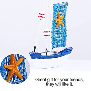 NUOBESTY 4pcs Wooden Mini Sailboat Model Miniature Sailing Boat Ships Nautical Sailboat Decorations for Nautical Beach Coastal Wedding Home Ornaments