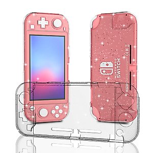 ECHZOVE Glitter Comfort Grip Case for Switch lite, Protective Hard Case for Switch lite Clear