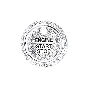 CARFIB for Ford F-150 F-250 F-350 F-450 Edge Fusion Car Bling Accessories 2021 2020 2019 Ignition Button Ring Start Stop Decals Caps Covers Pickup Truck Men Women Zinc Alloy Rhinestone Silver 2 Pack