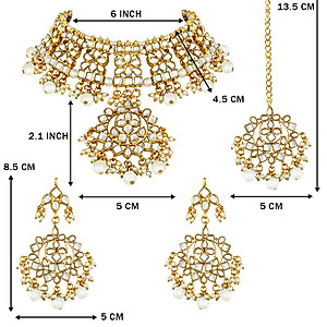 Aheli Indian Traditional Maang Tikka with Kundan Necklace Earrings Set Ethnic Wedding Party Designer Jewelry for Women