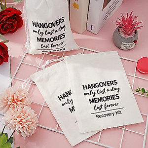 AnyDesign 10Pcs Wedding Hangover Kit Bags Classic Recovery Kit Bags Reusable Cotton Drawstring Muslin Amenity Bags Survival for Wedding Bridal Welcome Party Favor Memento Gift, 6 x 8 Inch