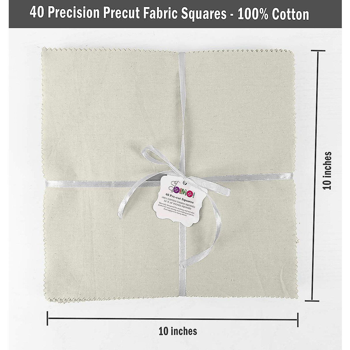 Soimoi Solid White Precut 10 inch Cotton Fabric Quilting Squares Charm Pack DIY Patchwork Sewing Craft