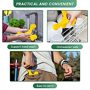 CVALIN Dog Chew Toys for Aggressive Chewers Large Breed,Indestructible Bones Toy，Durable Cleaning Toothbrush Natural Rubber Dog Toys… (Yellow)