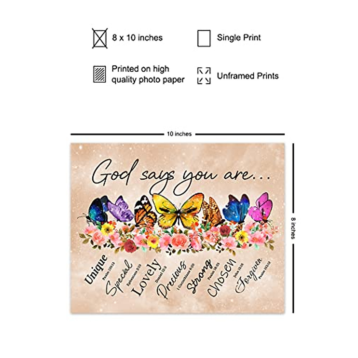 God Says You Are Wall Art - Boho Decor - Christian Inspirational Encouragement Gifts for Women - Bible Verses, Psalms, Scripture Wall Decor - Catholic Religious Gifts - Positive Motivational Quotes