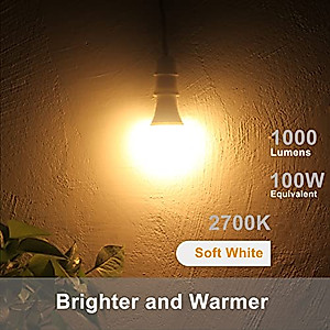 Qualilux Dusk to Dawn Light Bulbs 1000 Lumen, Soft White, LED 12W, Non-Dimmable, A19 E26, 2-Pack, HQ-H021