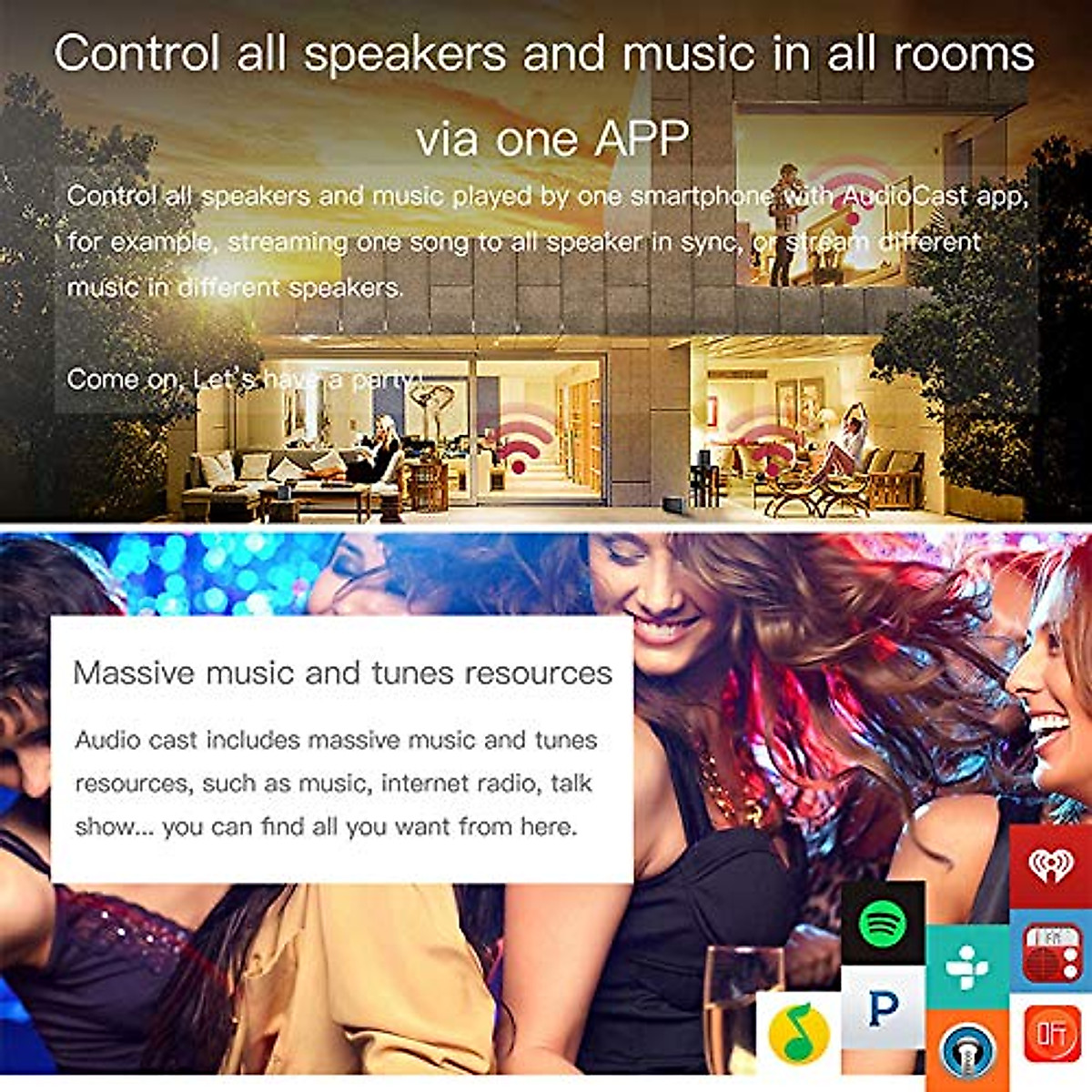 M5 AudioCast HiFi Music Receiver Airplay DLNA i OS & Android Airmusic 2.4G WiFi Audio Speaker Wireless Sound Streamer Multi Room Supported