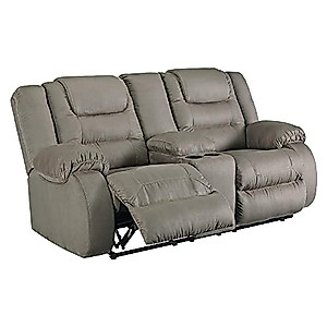 Signature Design by Ashley McCade Contemporary Manual Pull Tab Reclining Loveseat with Center Console, Gray