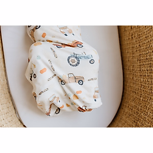 Large Premium Knit Baby Swaddle Receiving Blanket"Hayride" by Copper Pearl