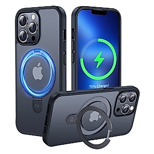 CASEKOO Designed for iPhone 13 Pro Max Case with Magnetic Invisible Stand Military Drop Protection Compatible with MagSafe Shockproof Matte Phone Case for iPhone 13 Pro Max 6.7 Inch 2021, Black