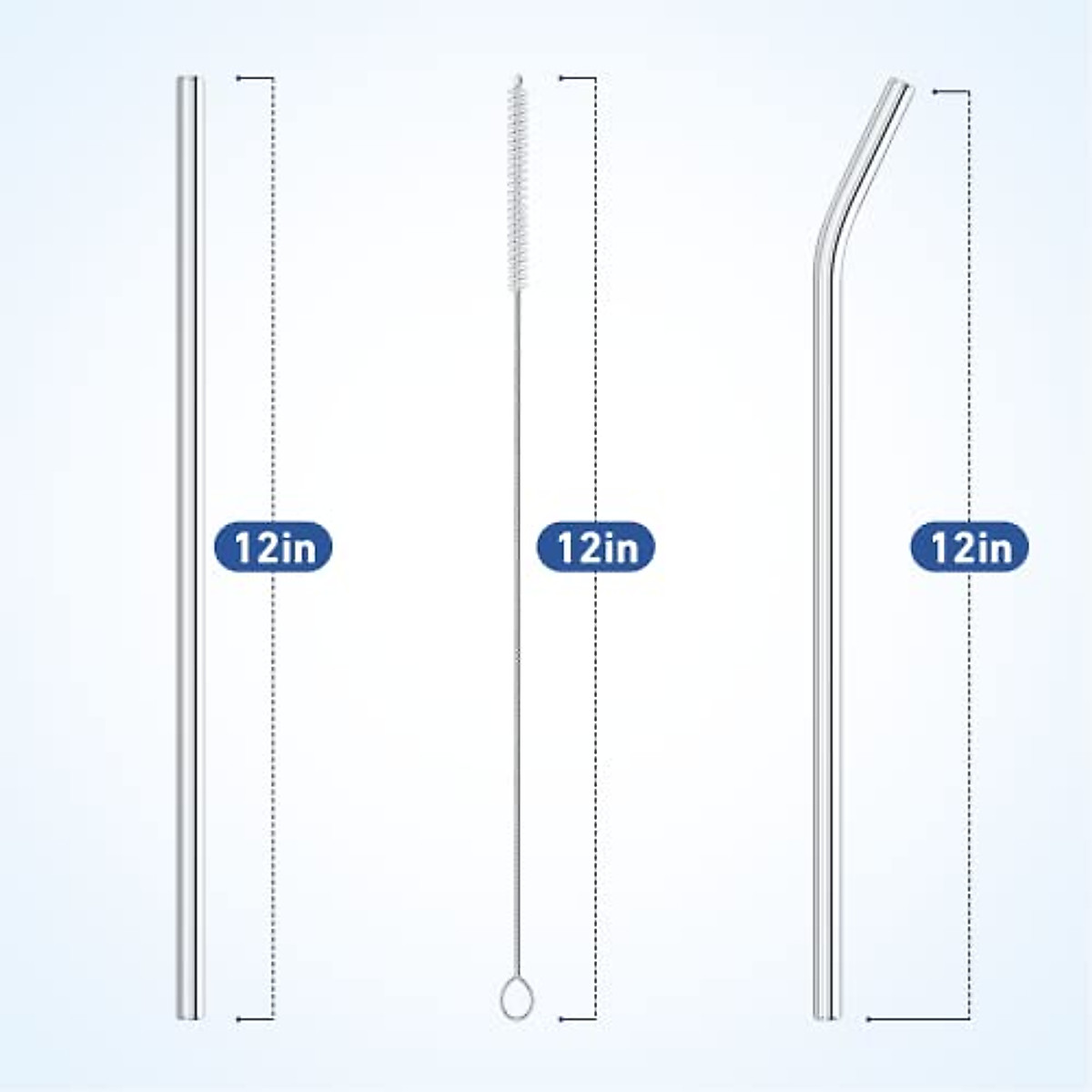 MLKSI Replacement Glass Straws for Stanley Cup Accessories, 8 Pack Reusable Straws with Cleaning Brush Compatible with Stanley 40oz Stanley Cup Stanley Water Jug