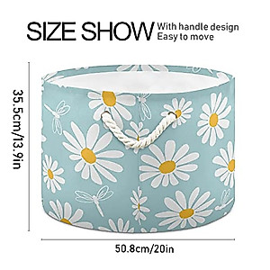 xigua Cotton Rope Basket Small White Daisies Baby Laundry Basket Blanket Kids Toy Storage Basket Glove Box