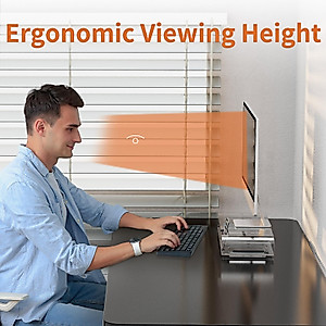 ErgoFocus 20inch Large Acrylic Monitor Stand Riser, 2-Tier Clear Monitor Stand with Built-in Phone Holder, Premium Acrylic Monitor Riser with Keyboard Storage