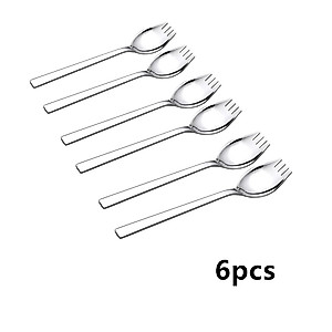 6-pack Salad Forks,1 1/2"Wide 18/10 Stainless Steel 8 1/4"Long Handle Spork - 2 In 1 spoon and fork,Spaghetti Salad Forks Fruit Appetizer Dessert set for Everyday Use Dinner Spoons
