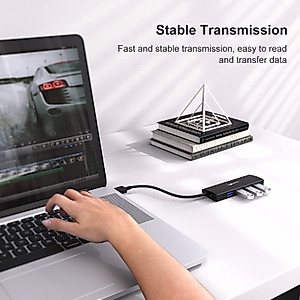 USB Hub,VEMONT 4-Port USB Data Hub with 3 Ports USB 2.0 HUB, 1port USB 3.0 HUB,Ultra Slim Portable High-Speed USB Splitter Applicable for PC Laptop, Desktop, Notebook, MacBook and More