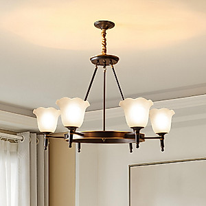 Glass Shade Light Fixture Accessory, Replacement Glass Lampshade with Bell Shaped and trumpet Rim, 1.63inch Fitter, 4.8inch High, 6.4inch Diameter, Lamp Shade Cover for Pendant Lights Table lamp