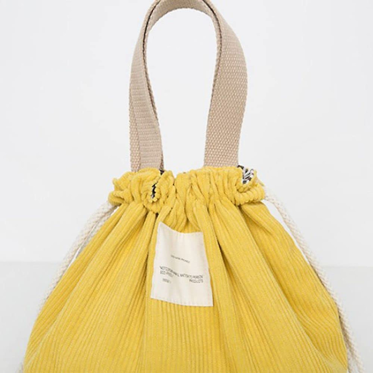 Outdoor Picnic Drawstring Picnic Tote Corduroy Canvas Dinner Container Cute Food Storage Bags Lunch Bag(Blue)