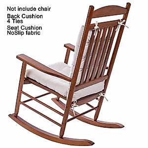 POMIU Rocking Chair Cushion, Chair Cushions, Premium Tufted Back and Seat Cushion Non Skid Slip, Chair Pads for Indoor Home, Kitchen, Desk Chair, Dining Chairs (Ivory White, Fabric 1)