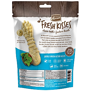 Merrick Fresh Kisses Natural Dental Chews Toothbrush Shape Treat Infused with Real Mint Medium Dogs - 10 Ct. Bag