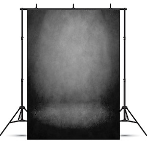 BINQOO 5x7ft Abstract Portrait Black Gray Photography Backdrop Professional Head Shots Adults Kids Girls Solid Color Backdrop School Student Old Master Photo Studio Props