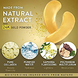 Wild Beauty Under Eye Patches (36 Pairs), Eye Masks for Dark Circles and Puffiness! Under Eye Patches for Under Eye Bags, 24K Gold Eye Mask, Under Eye Mask for Adults, Eye Patches for Puffy Eyes