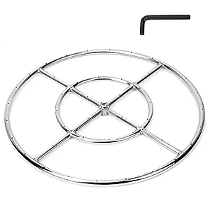 Stanbroil 24 Inch Round Fire Pit Burner Ring for Natural Gas & Propane Fire Pit Fireplace - 304 Stainless Steel Fire Pit Burner for Indoor & Outdoor, BTU 296,000 Max