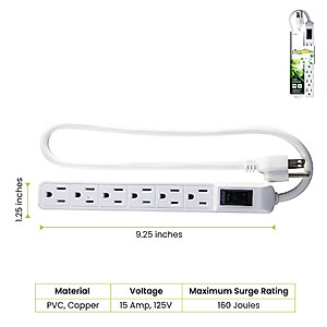 Go Green Power Inc. GG-16103MIN 6 Outlet Mini Surge Protector, White