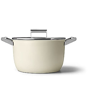 Smeg Cream 8-Quart 10-Inch Casserole Dish with Lid