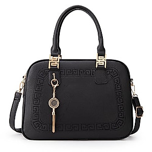 Montana West Satchel Bags for Women Tassel Top Handle Handbags Barrel Purses with Crossbody Strap Black MWC-041BK