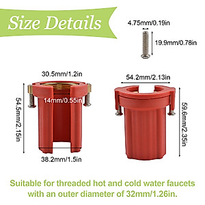 UFURMATE 3PCS Hot and Cold Water Faucet Fixing Nuts ABS Plastic Faucet Lock Nut Hot Cold Water Faucet Anti-loosening Nut for Kitchen Bathroom (Red)