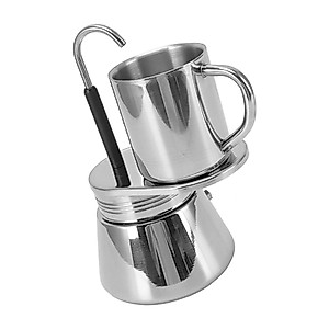 Tissting Single Spout Stovetop Moka Pot Stainless Steel Stovetop Single Spout Espresso Maker Mini Stovetop Espresso Percolator Italian Type Espresso Cup Coffee Maker Use on Stove at Home or Camping