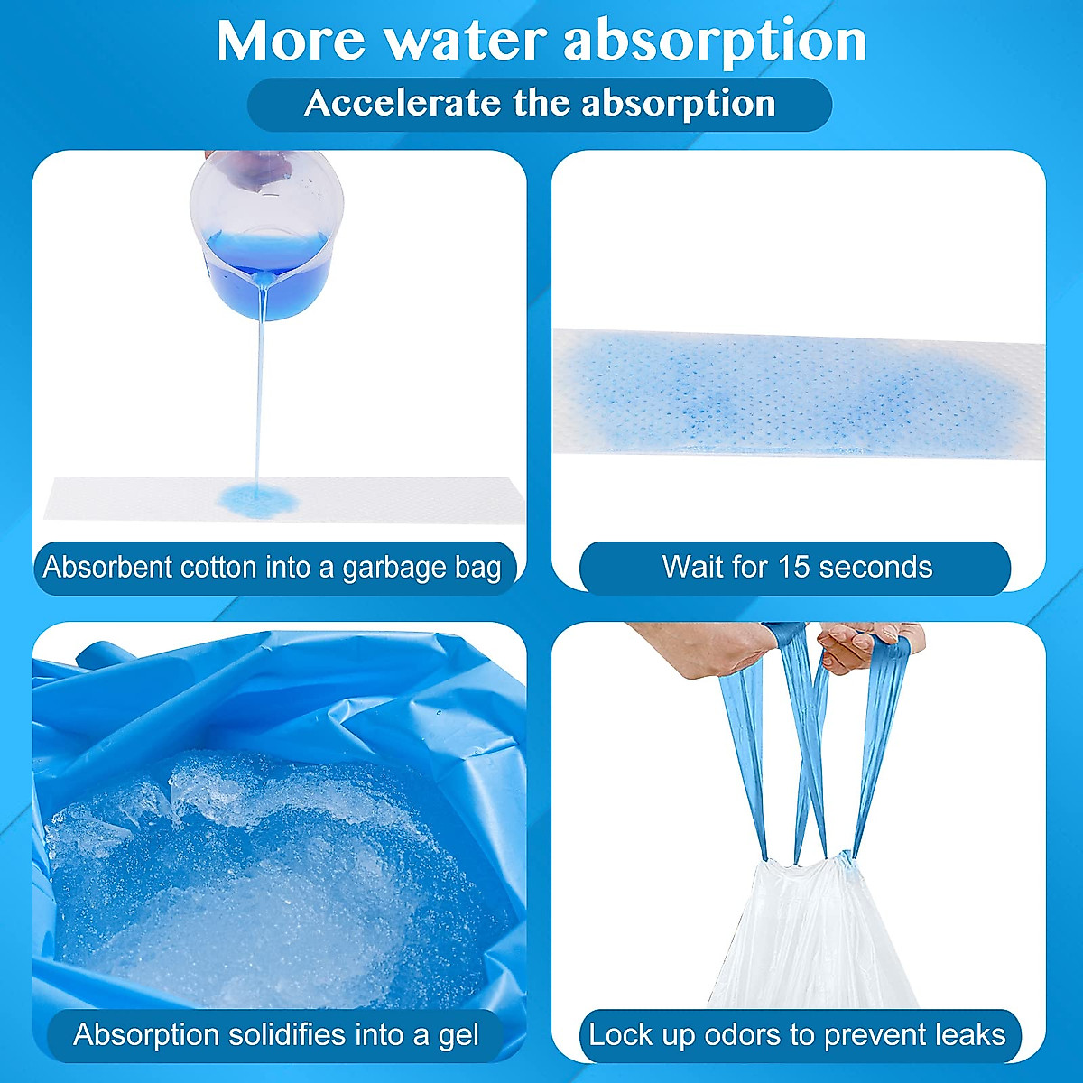 Portable Super Absorbent Cotton-Disposable Gelling Absorbent Pads,Leak-Proof, Odor Reducing,Fit Universal Potty Chair Liners Bags,Baby Travel Potty Bags and Toilet Training