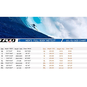 ZCCO Men's 5mm Neoprene Wetsuit - Ultra Stretch Full Body Diving Suit with Front Zip for Snorkeling, Scuba Diving, Swimming and Surfing (MF502-4XL)