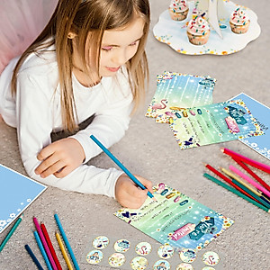 Cheerland 12 Set Alice in Wonderland Invitations Floral Invitation Card for Girls Birthday Invites Wedding Bridal Shower Anniversary Easter Baby Shower Sweet 16 Party Tea Party Supplies Pastel