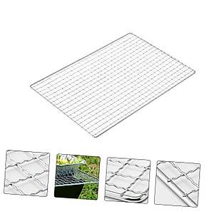 Yardwe 4 Pcs Stainless Steel Bbq Mesh Chef Cooling Rack Cookie Cooling Camping Bbq Mesh Bbq Net Pad Stainless Steel Roasting Rack Barbecue Wire Mesh Baking Rack Square Travel Grill