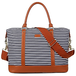 BAOSHA HB-28 Ladies Women Canvas Travel Weekender Bag Overnight Carry-on Duffel Tote Bag (Blue)