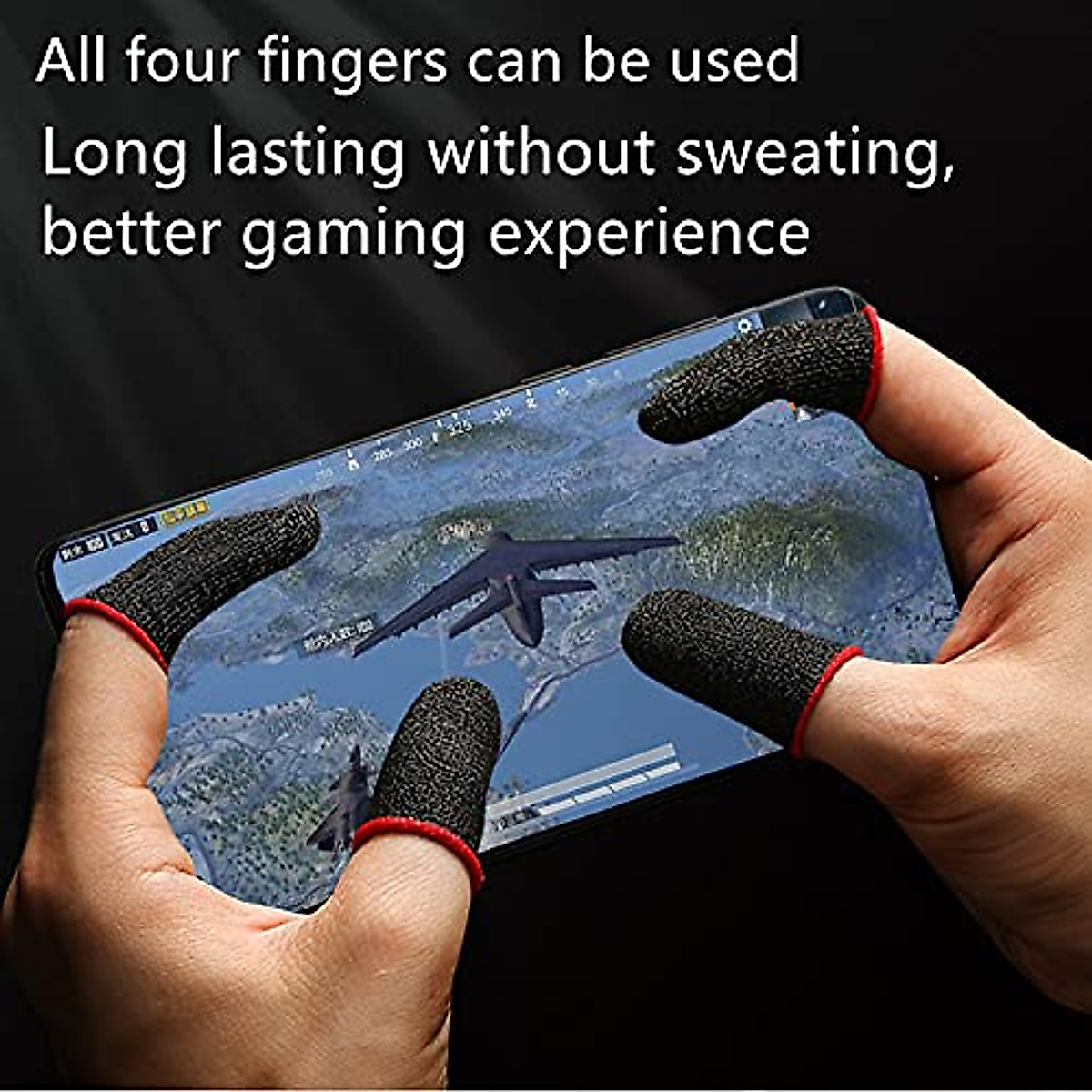 COOBILE Phone Gaming Finger Sleeves （6 Pack） Silver Fiber More Sensitive Anti-Sweat Breathable ，for League of Legend, Rules of Survival,PUBG (Black)
